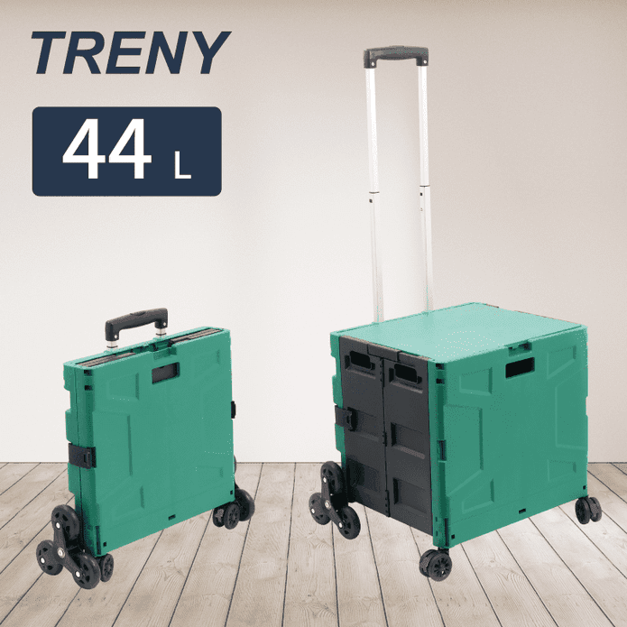 【TRENY】44L大容量前輪萬向爬梯購物車-軍綠黑 － 生活市集